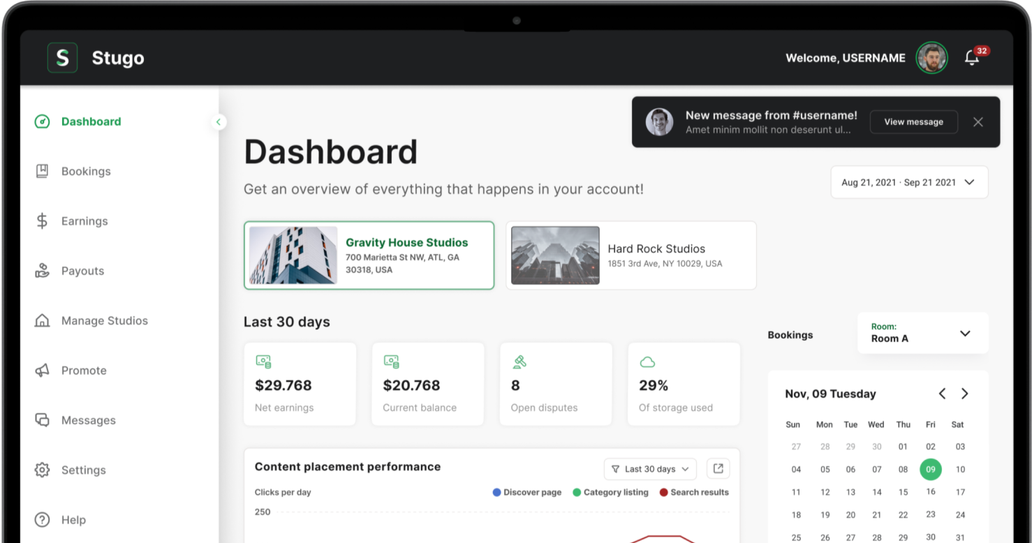 Stugo - Book Studios On The Go